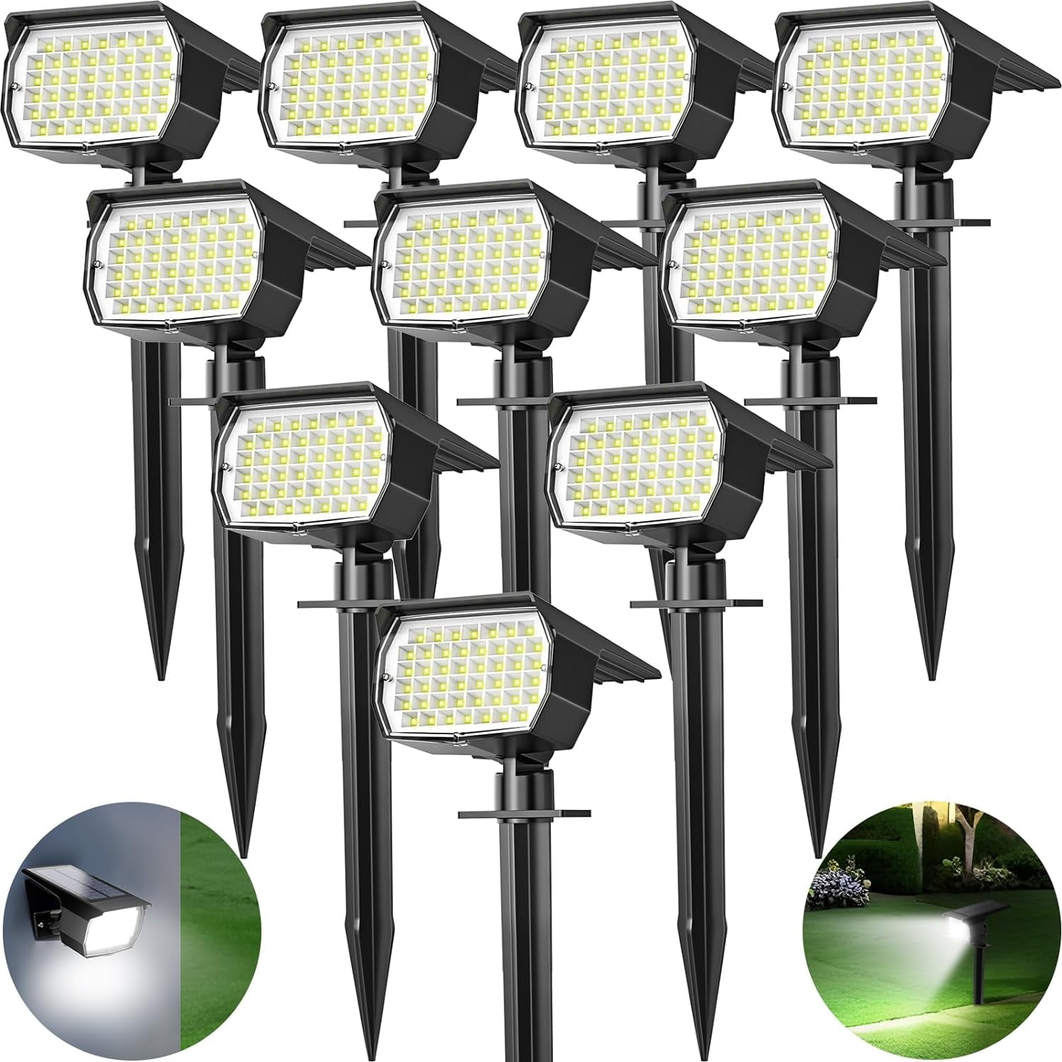 Solar Spot Lights Outdoor 10 Pack, [46 LED/3 Modes] Solar Landscape ...