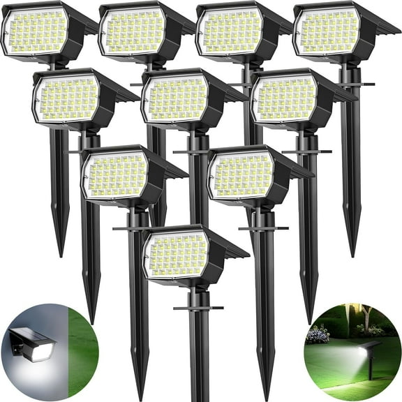 Solar Spot Lights Outdoor IP65 Waterproof, 53 LEDs Powered Garden Yard ...