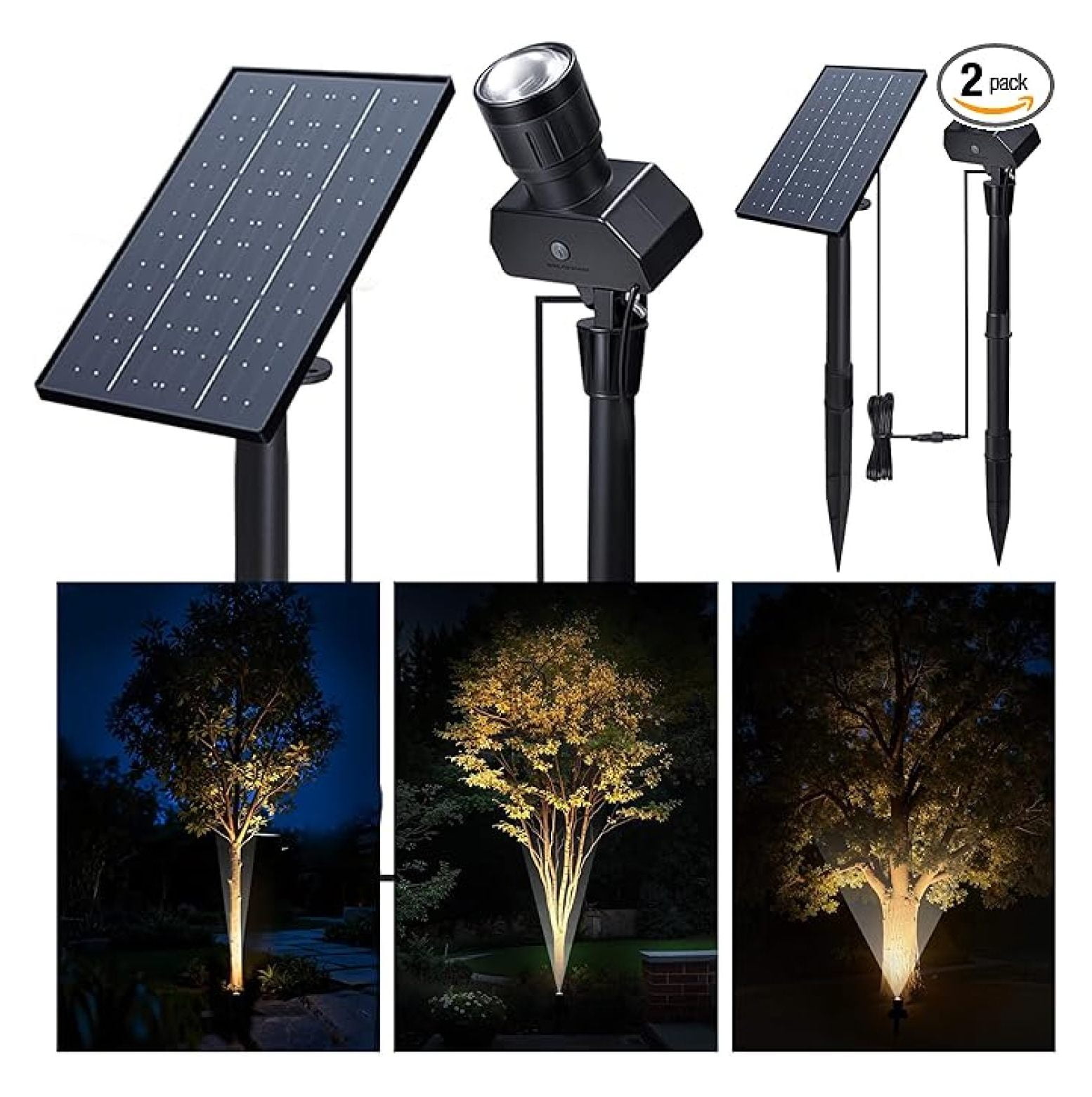 Solar Spot Lights Outdoor, Adjustable Angle Waterproof Landscape ...
