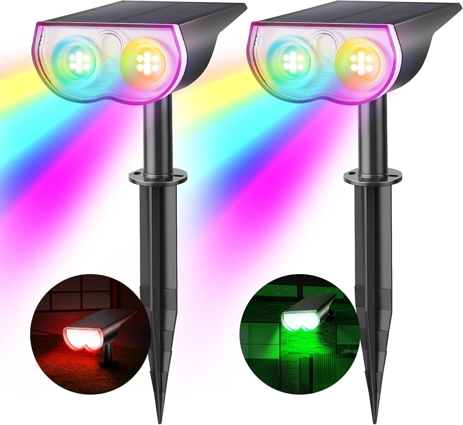 Solar Spot Lights Outdoor, Halloween Decorations 22 LEDs IP67 Color ...