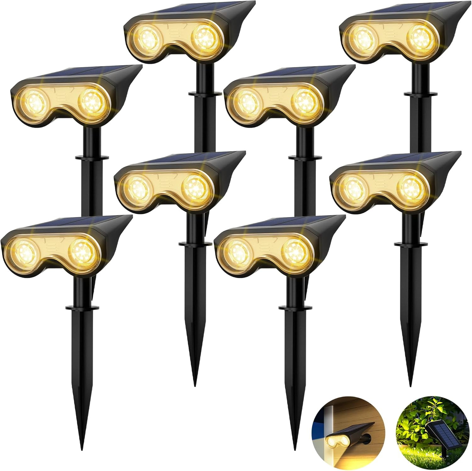 Solar Spot Lights Outdoor, IP67 Waterproof 8 Pack 3 Lighting Modes ...