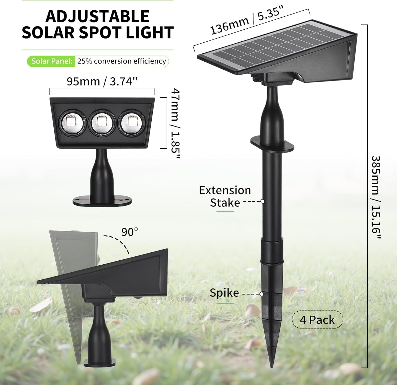 Solar Spot Lights Outdoor, RGB Solar Landscape Spotlights IP65 ...
