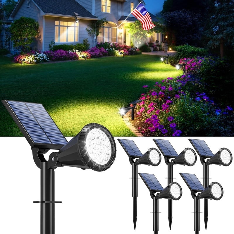 Solar Spot Lights Outdoor Waterproof for Flag, 6 Pack/4 Modes Landscape ...