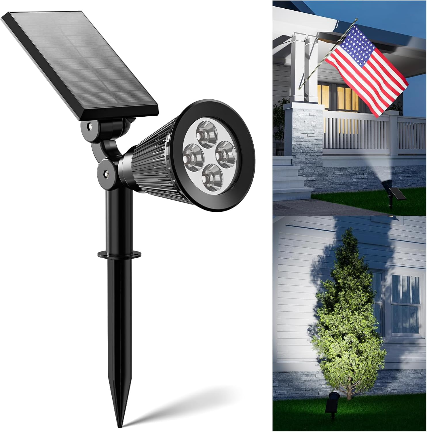 Solar Spot Lights Outdoor Waterproof for Flag, Palm Tree, Pole, Sign ...