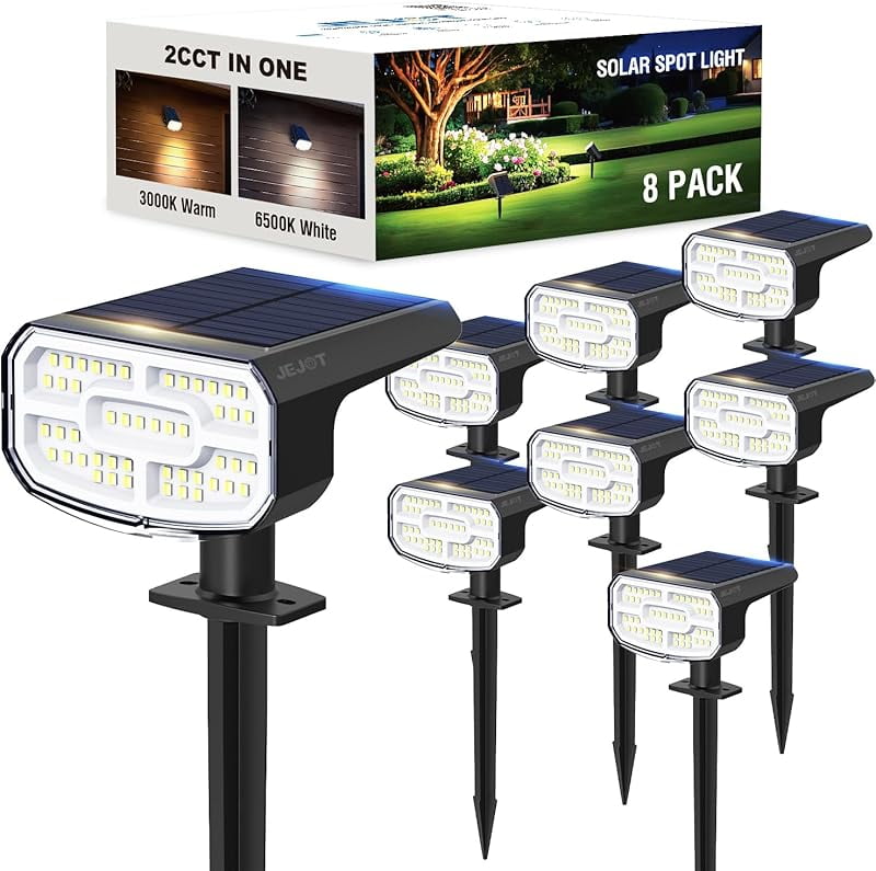 Solar Spot Lights Outdoor Waterproof IP65,4 Pack,2CCT(3000K/6500K),4 ...