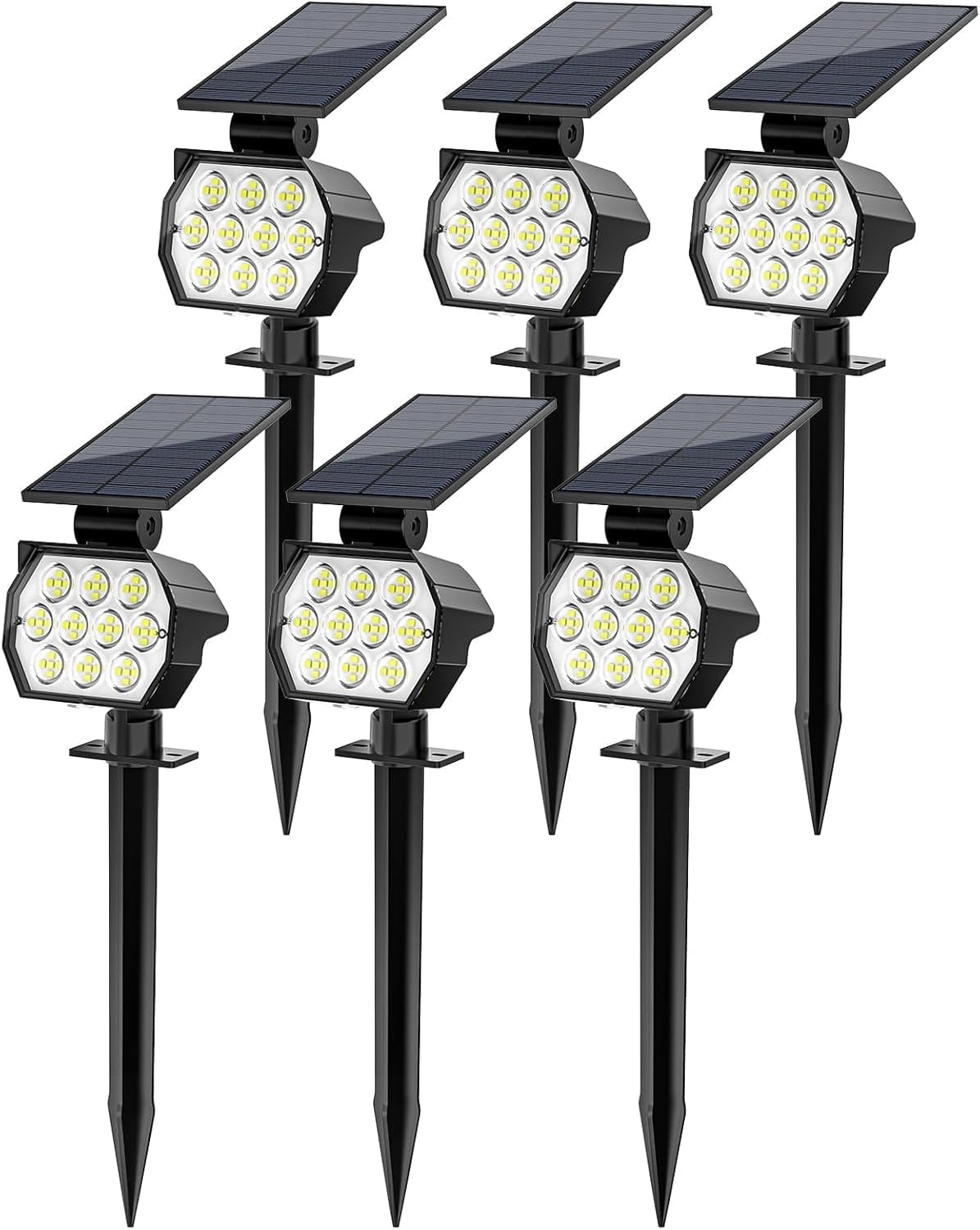 Solar Spot Lights Outdoor Waterproof IP67, 6 Pack - 50 LED Adjustable ...