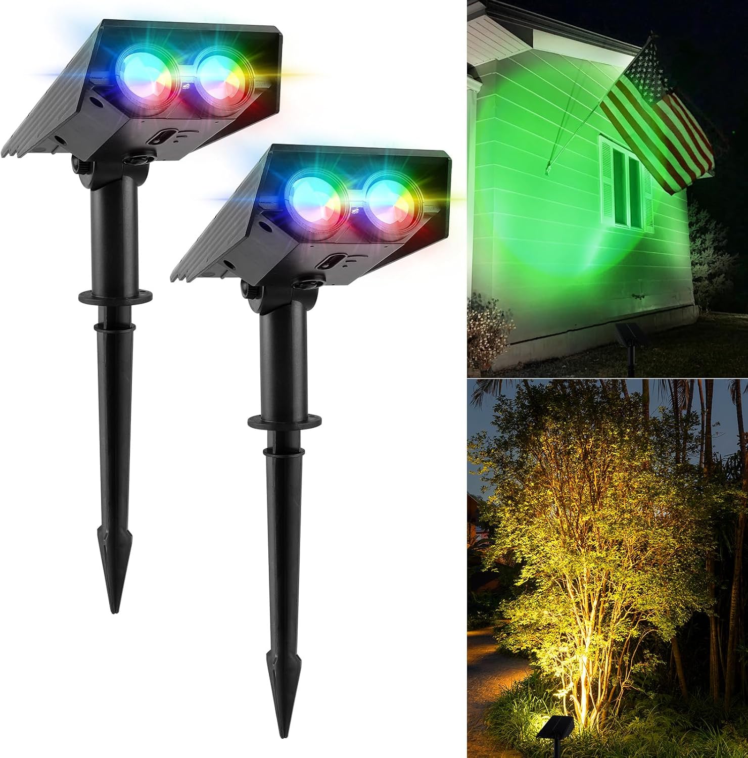 Solar Spotlights Outdoor Waterproof, Color Changing Solar Lights Sunset ...