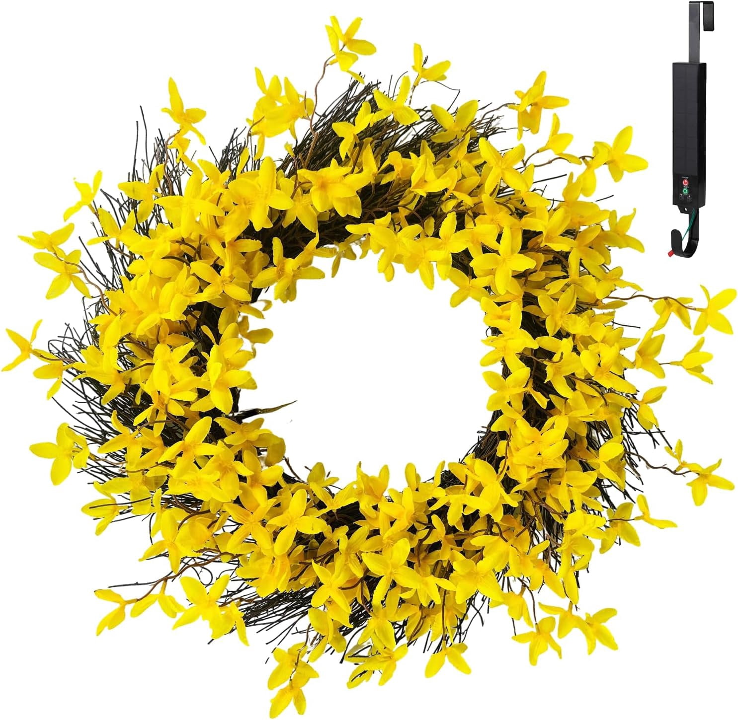 Solar Spring Wreath 24 inch Wreath for Front Door Artificial Pre-lit ...