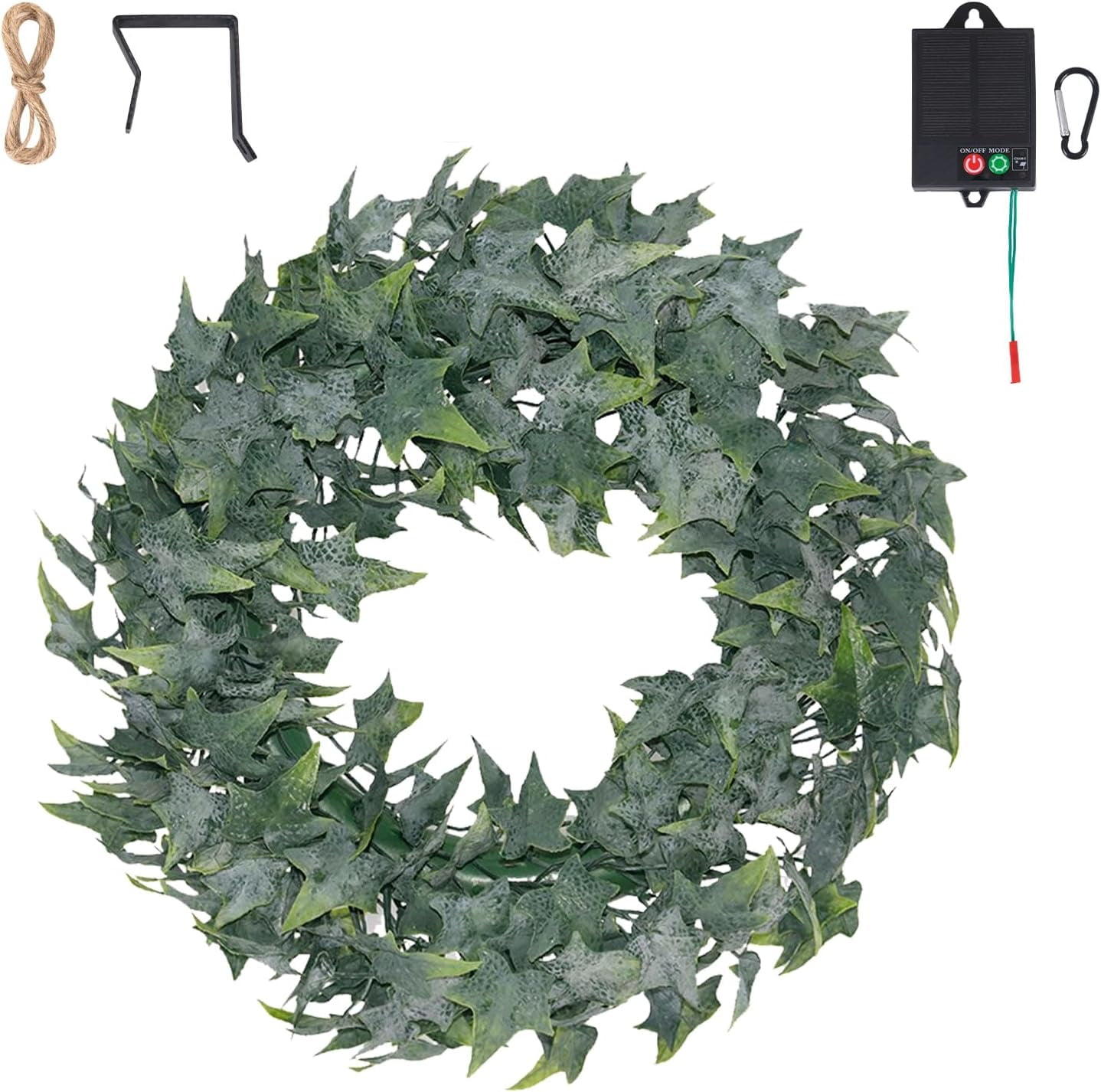 Solar Spring Wreath for Front Door 18in 30LED Pre-lit Spring Summer ...