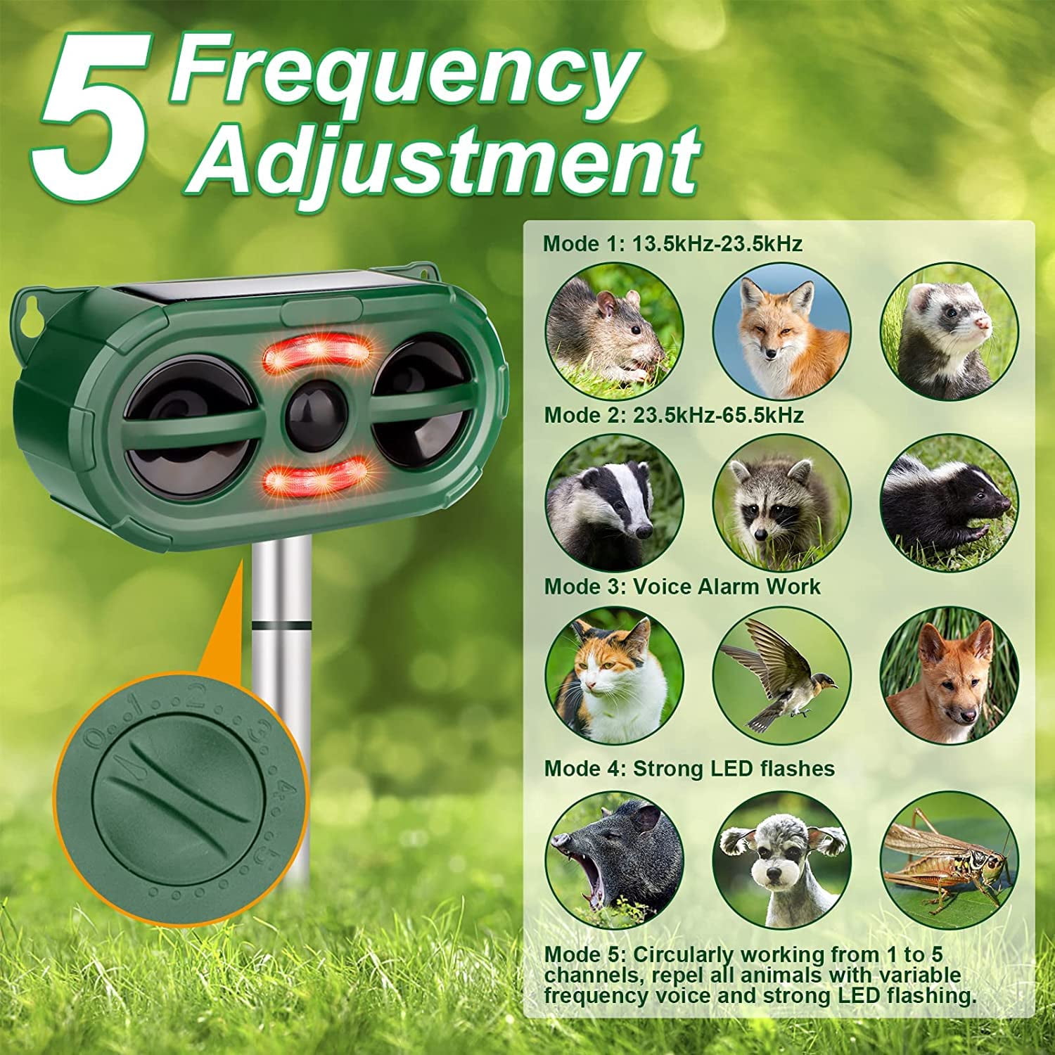 Solar Squirrel Cat Deer Repellent Outdoor, Ultrasonic Repellent, Animal ...