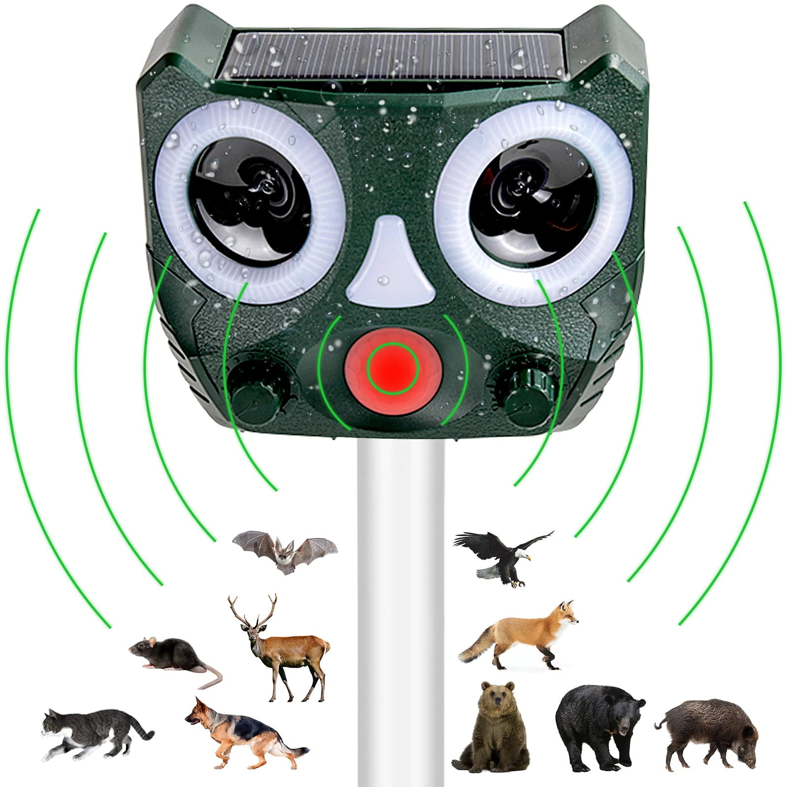 Solar Squirrel Cat Deer Repellent Outdoor, Ultrasonic Repellent, Animal ...