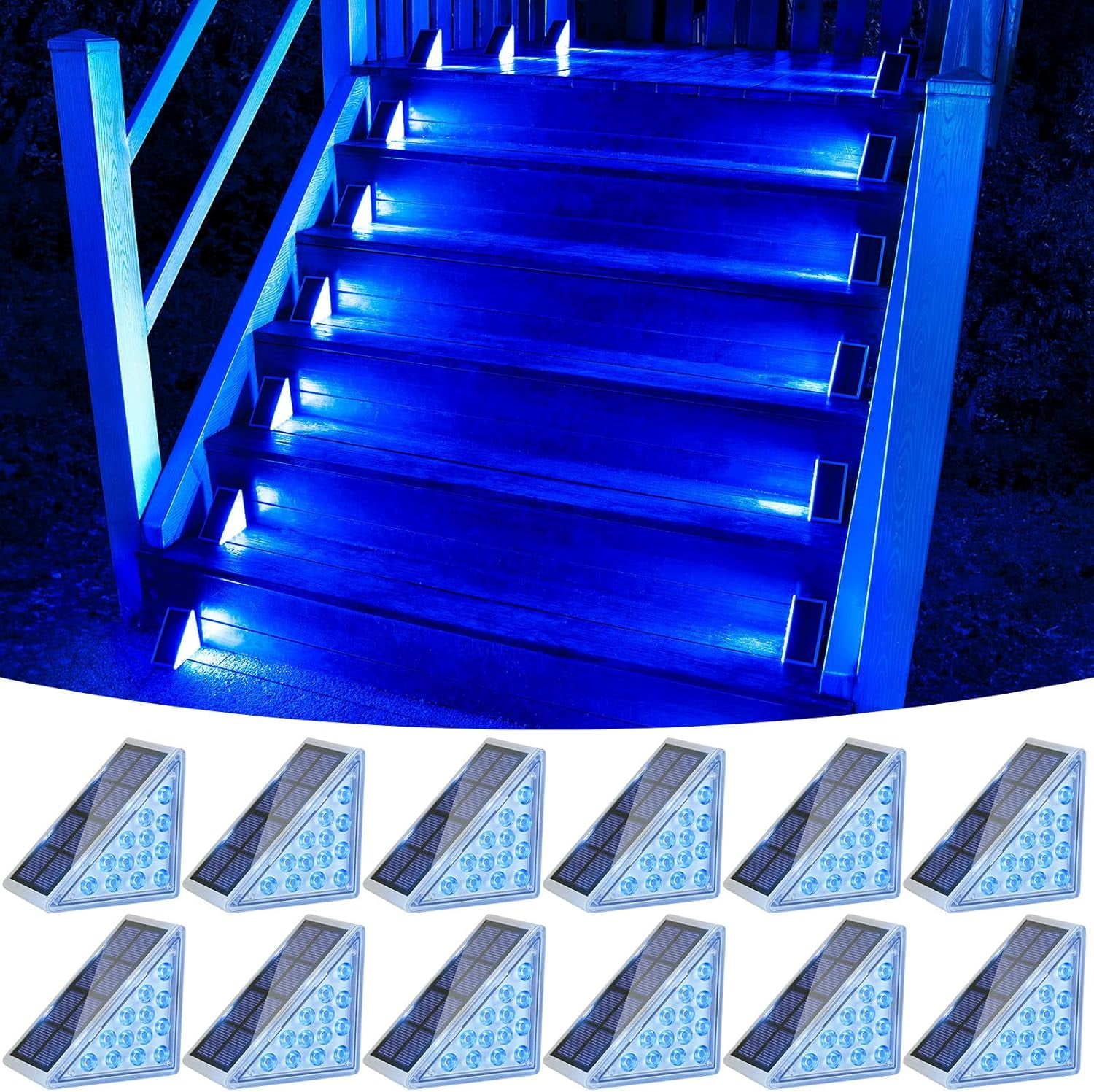 Solar Stair Lights 12 Pack, Solar Step Lights Outdoor Waterproof IP67 ...