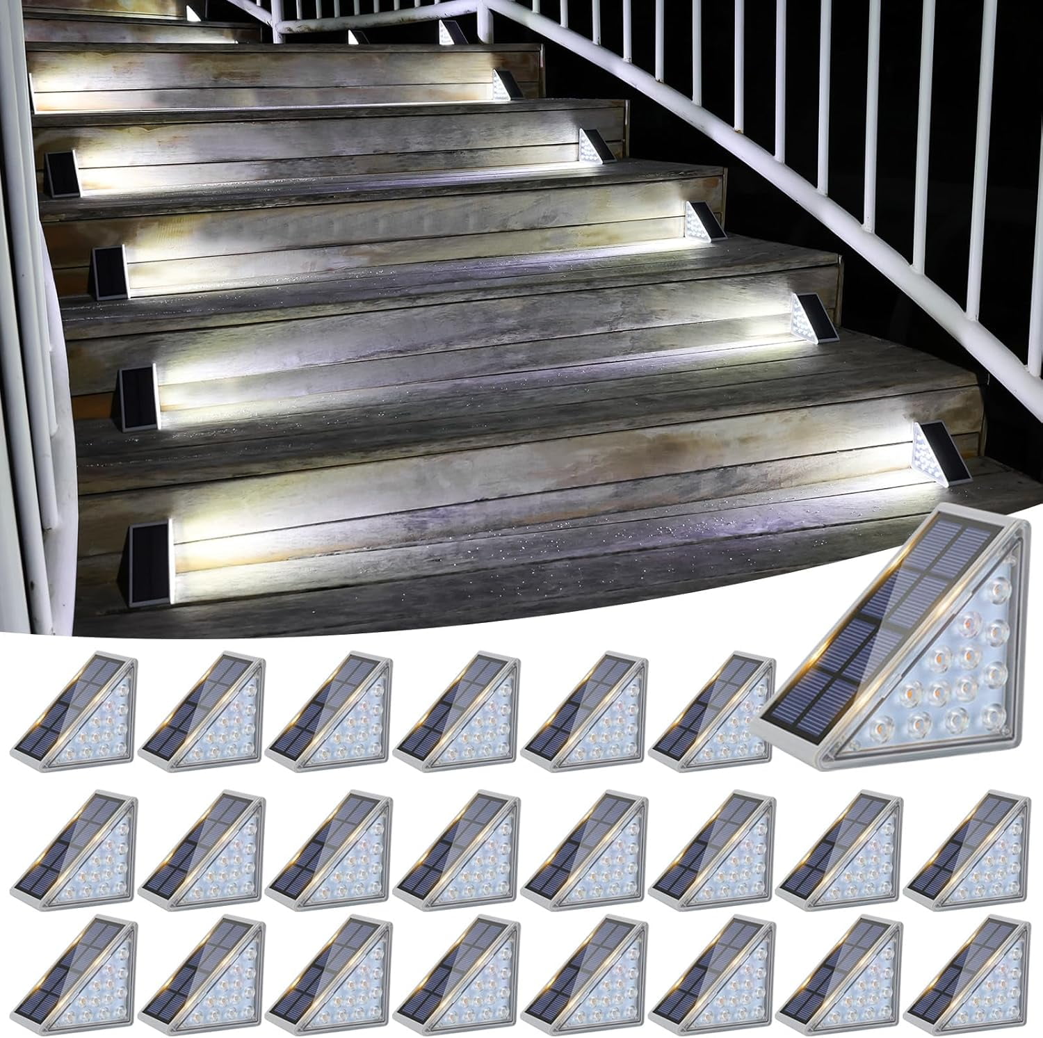 Solar Stair Lights 6 Pack, Solar Step Lights Outdoor Waterproof IP67 ...