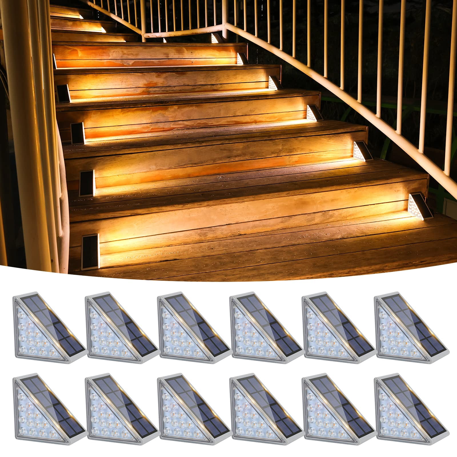 Solar Stair Lights 6 Pack, Solar Step Lights Outdoor Waterproof IP67 ...