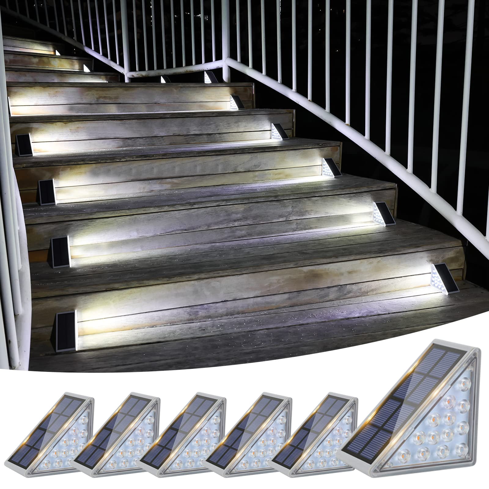 Solar Stair Lights 6 Pack, Solar Step Lights Outdoor Waterproof IP67 ...