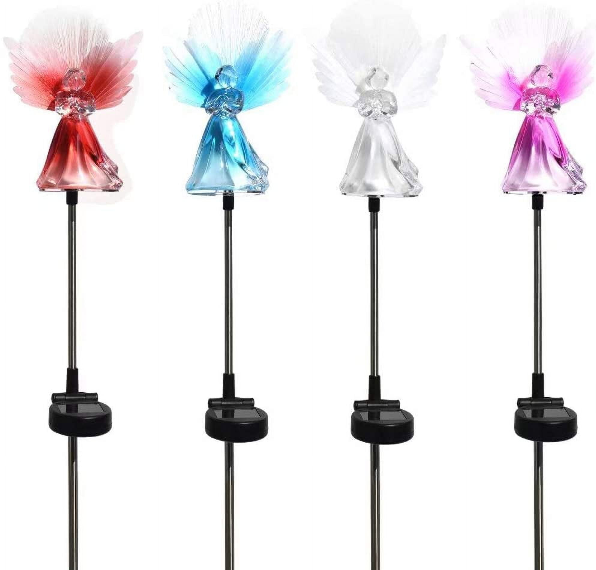 Solar Stake Light with Fiber Optic Angel Decorative Lights for Pathway ...