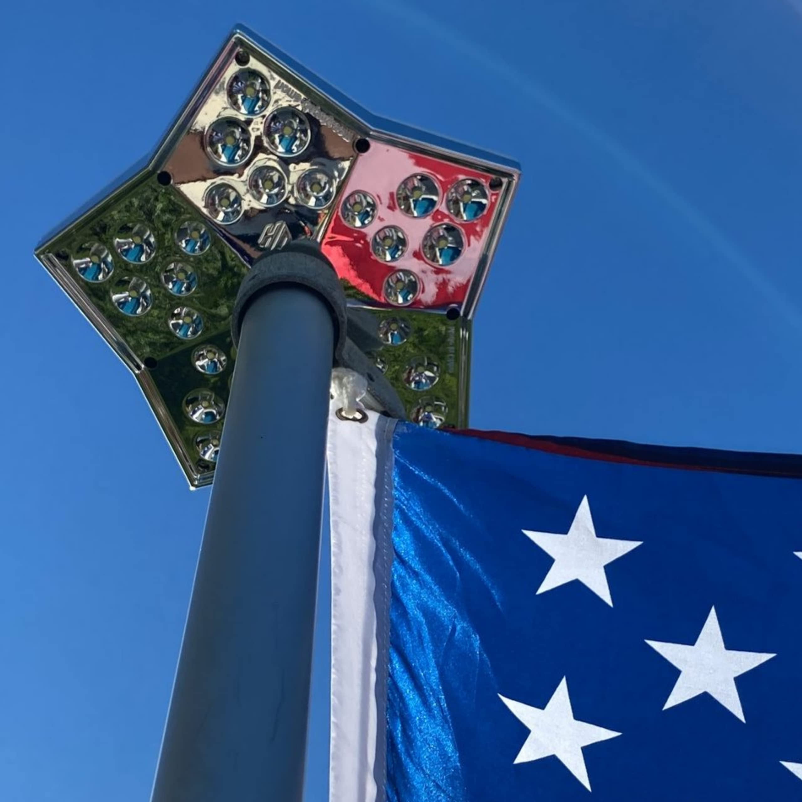 Solar Star Patriotic Flag Pole Light - Top Mount Flagpole Light with ...
