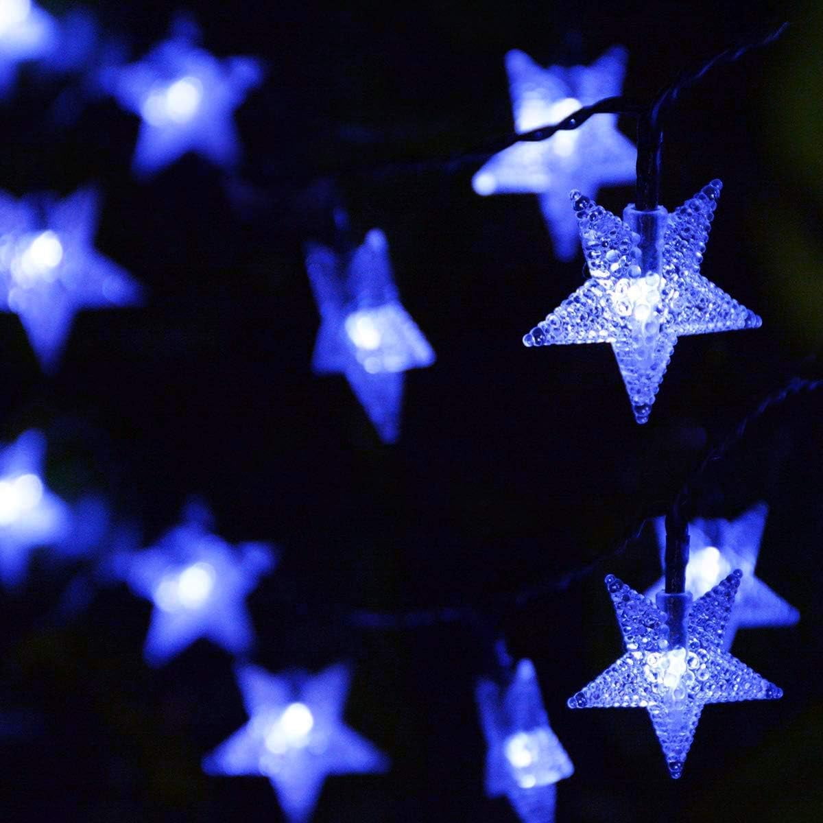 Solar Star String Lights, 39FT 100LED Star Fairy Lights for Christmas ...