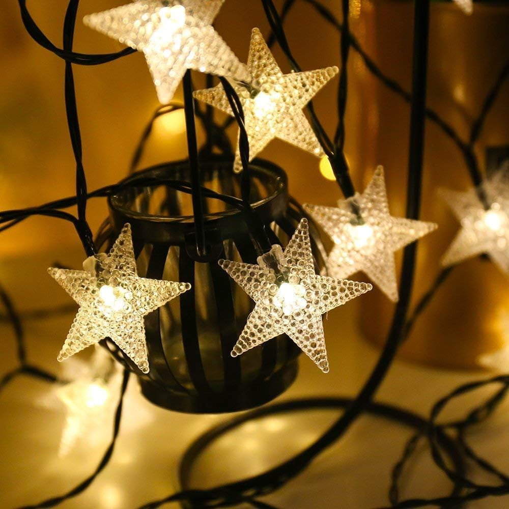 Solar Star String Lights, 39FT 100LED Star Fairy Lights for Christmas ...
