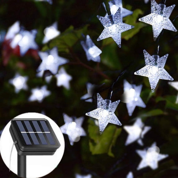 Solar Star String Lights- 6M 30LED Star Garden Lights Star Fairy Lights ...
