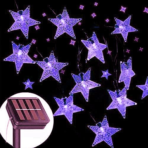 Solar Star String Lights- 6M 30LED Star Garden Lights Star Fairy Lights ...