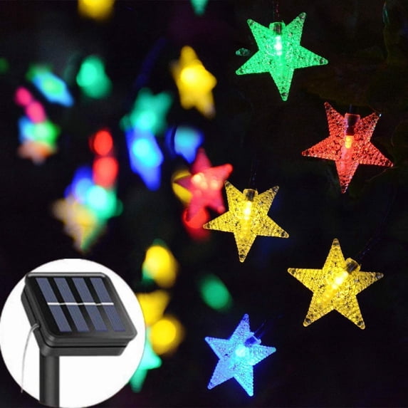 Solar Star String Lights- 6M 30LED Star Garden Lights Star Fairy Lights ...