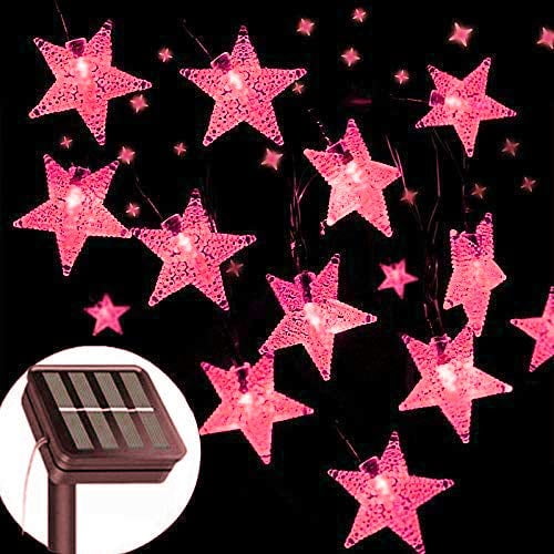 Solar Star String Lights- 6M 30LED Star Garden Lights Star Fairy Lights ...