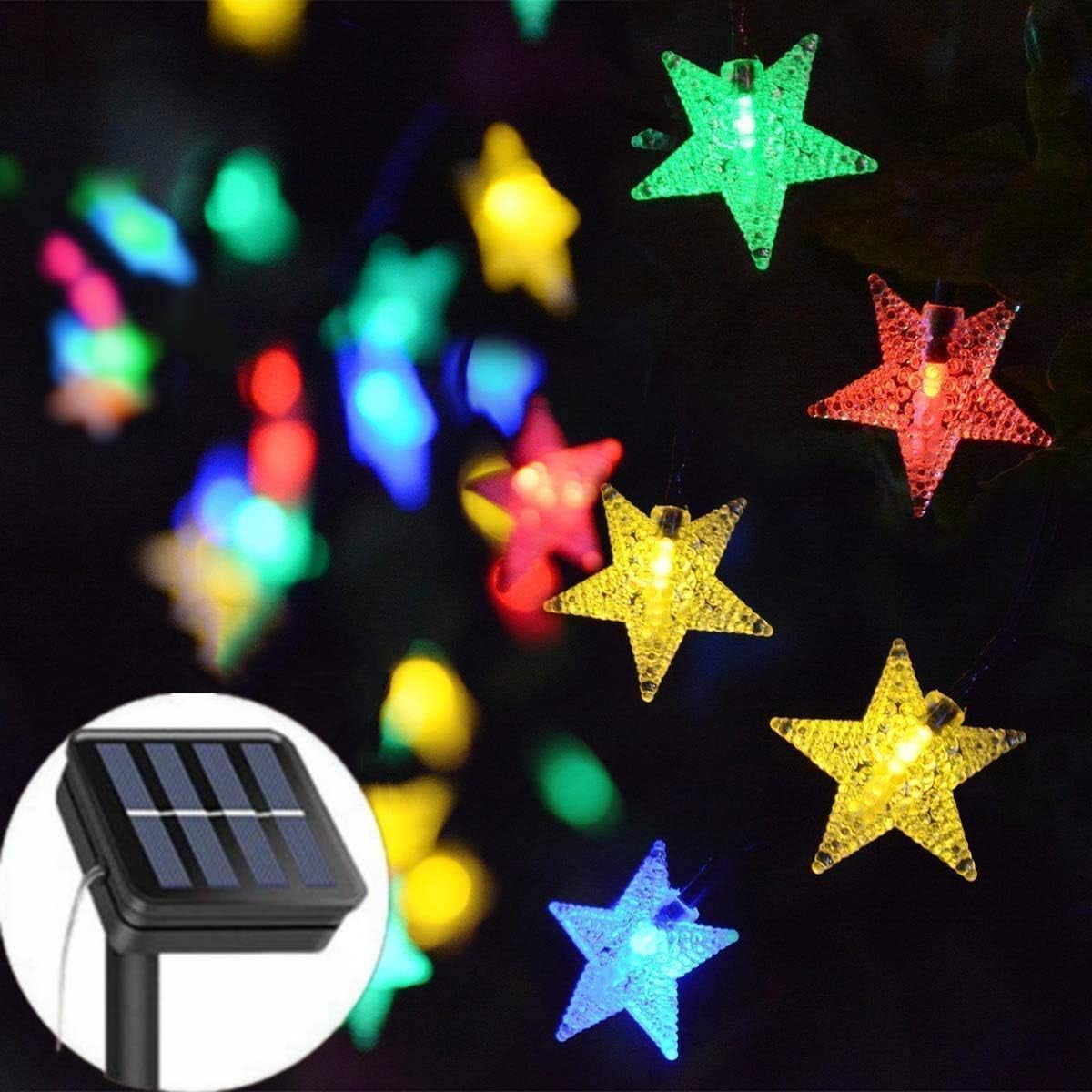 Solar Star String Lights, 7M 50LED Star Garden Lights Star Fairy Lights ...