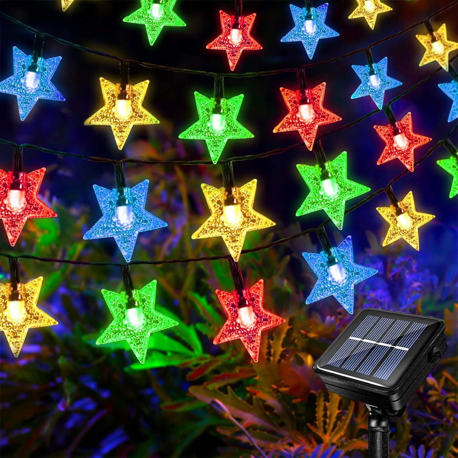 Solar Star Twinkle String Lights,8 Modes Solar Powered Fairy Light ...