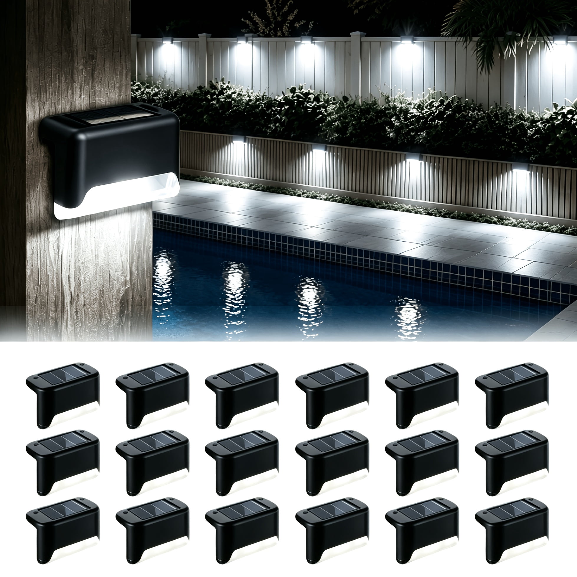 Solar Step Lights 36/18 Set, Waterproof IP55, Outdoor Deck and Stair ...