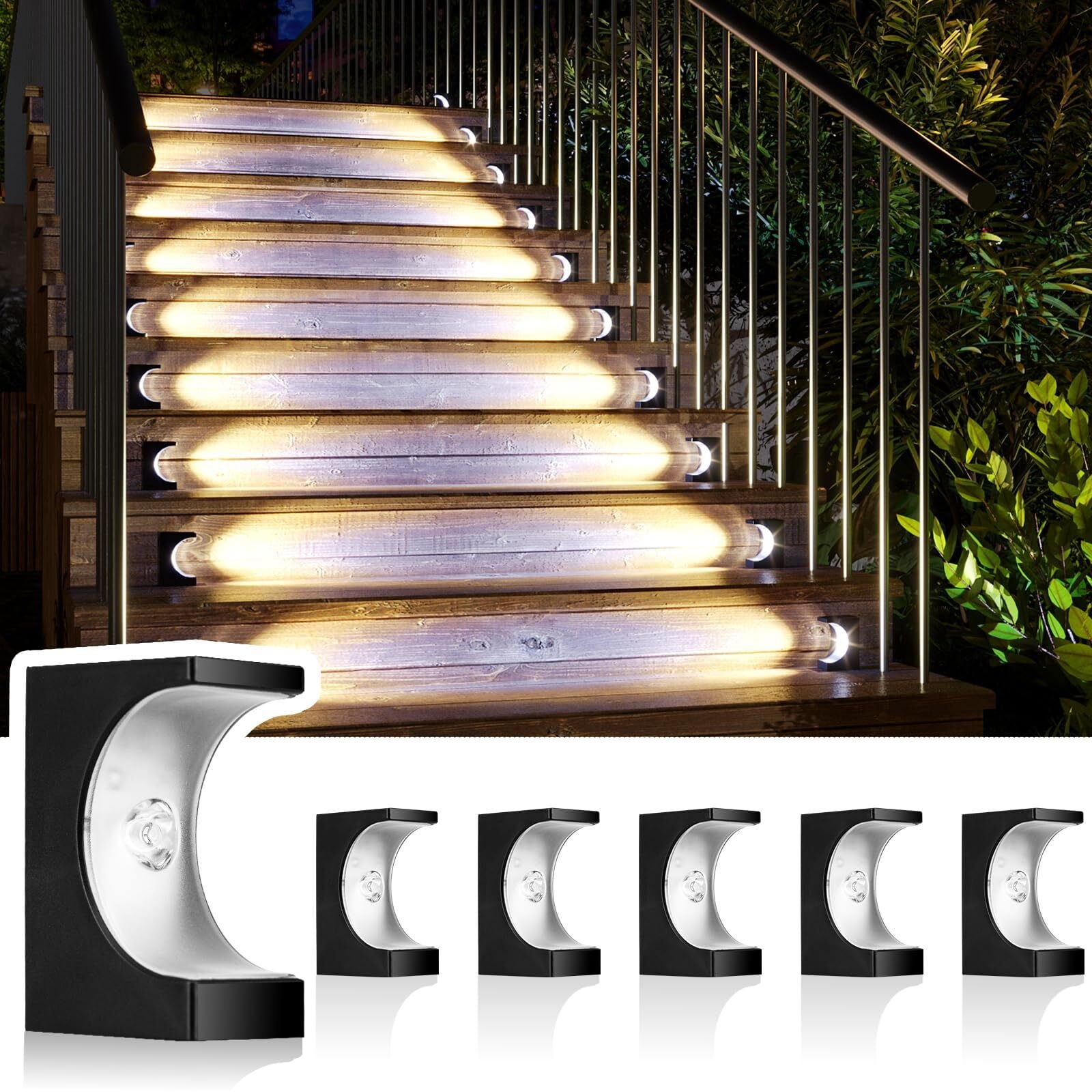 Solar Step Lights 6 Pack - Outdoor Stair Lights Solar Light Outdoor ...