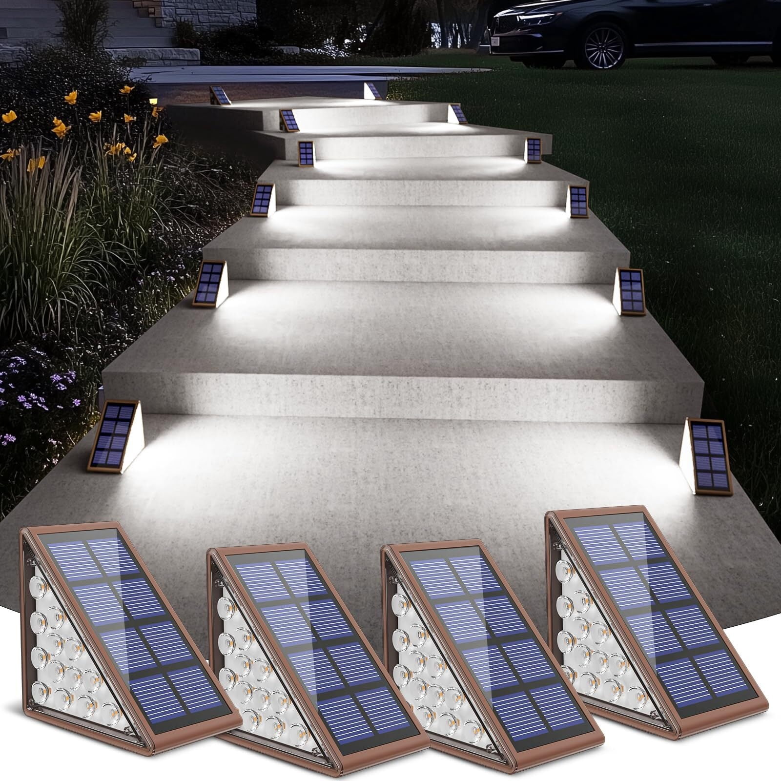 Solar Step Lights, 6 Pack Warm White, Outdoor Stair Lights L - Walmart.com