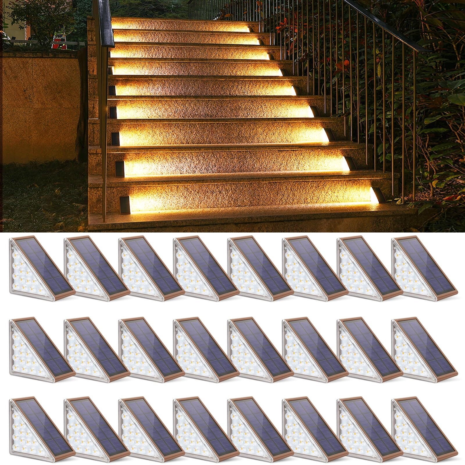Solar Step Lights, 6 Pack Warm White, Outdoor Stair Lights L - Walmart.com