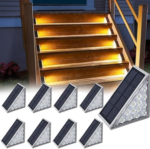 Solar Step Lights 8-Pack, Warm Colors Deck Lights Solar Powered ...