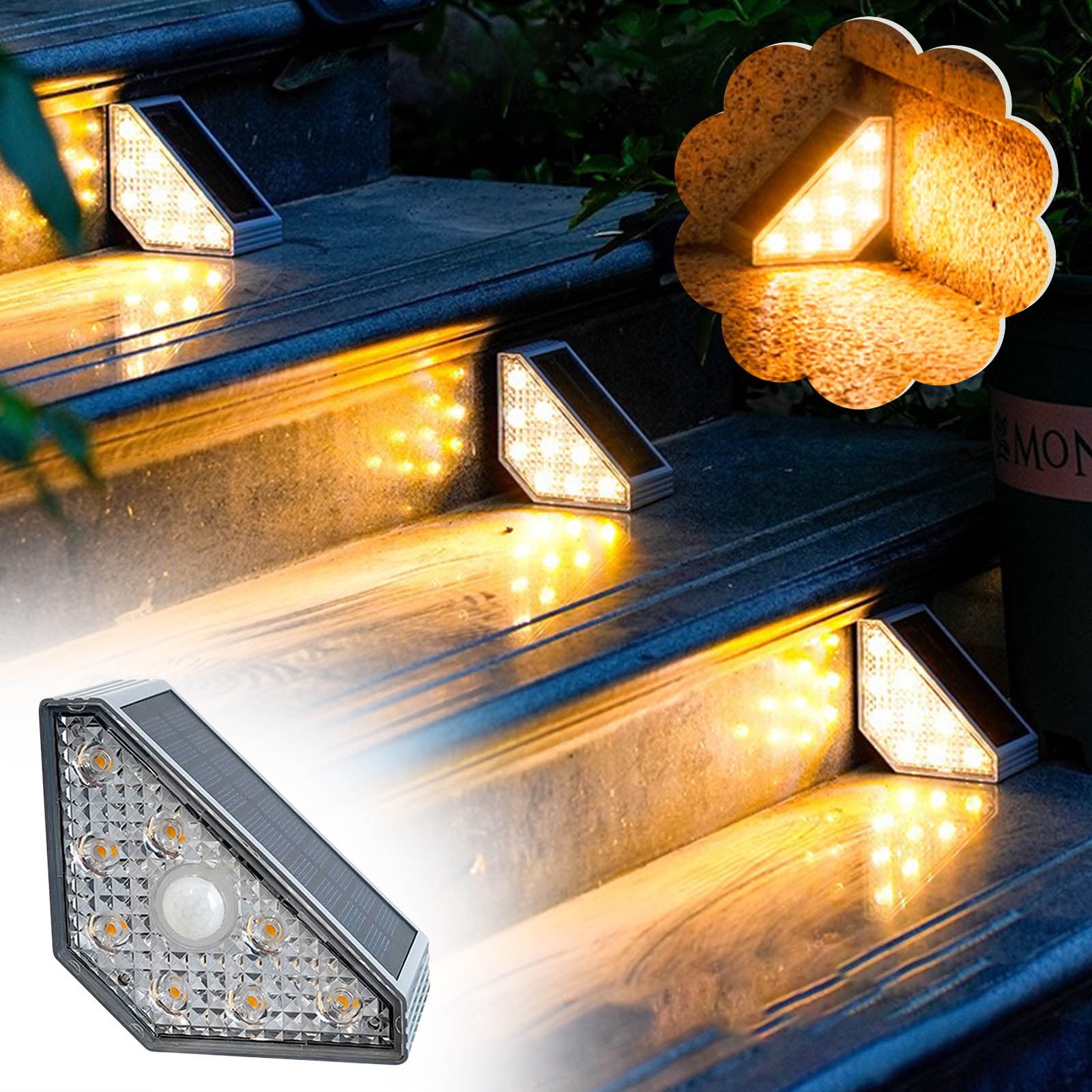 Solar Step Lights Outdoor Waterproof, LED Outdoor Stair Lights, Solar ...