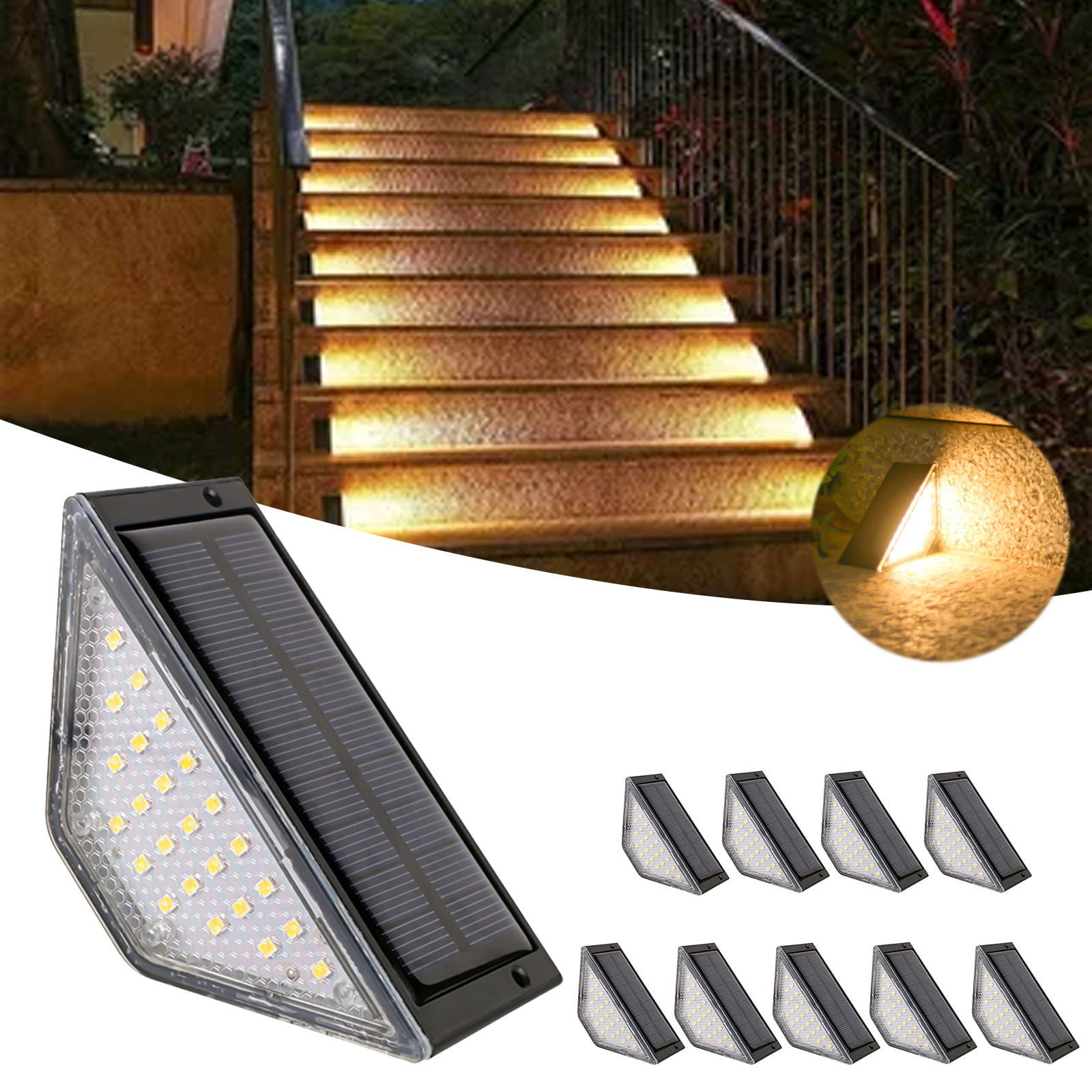 Solar Step Lights Outdoor Waterproof, LED Outdoor Stair Lights, Solar ...