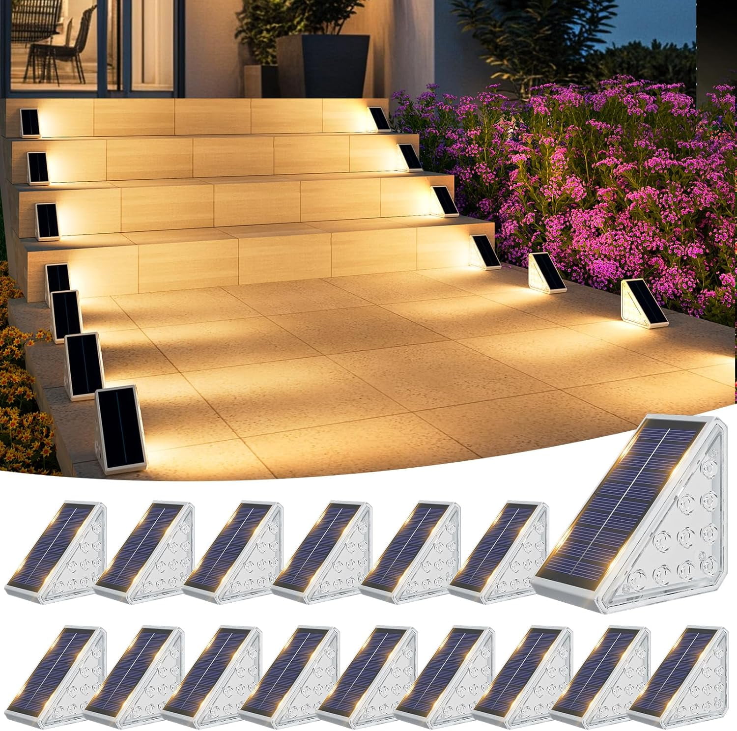 Solar Step Lights for Outside 16 Pack, Solar Stair Lights Outdoor ...