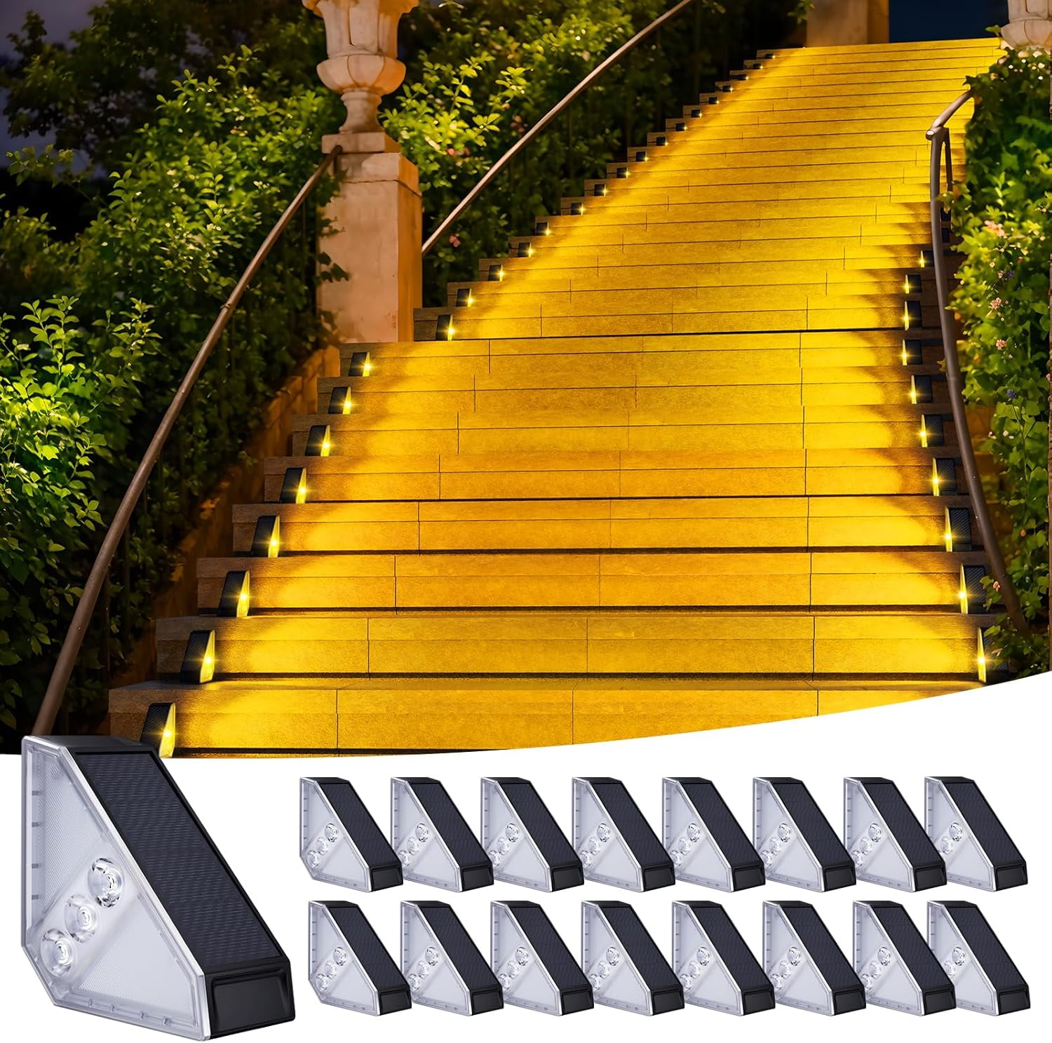 Solar Step Lights for Outside, 16 Pack Solar Stair Lights Outdoor ...