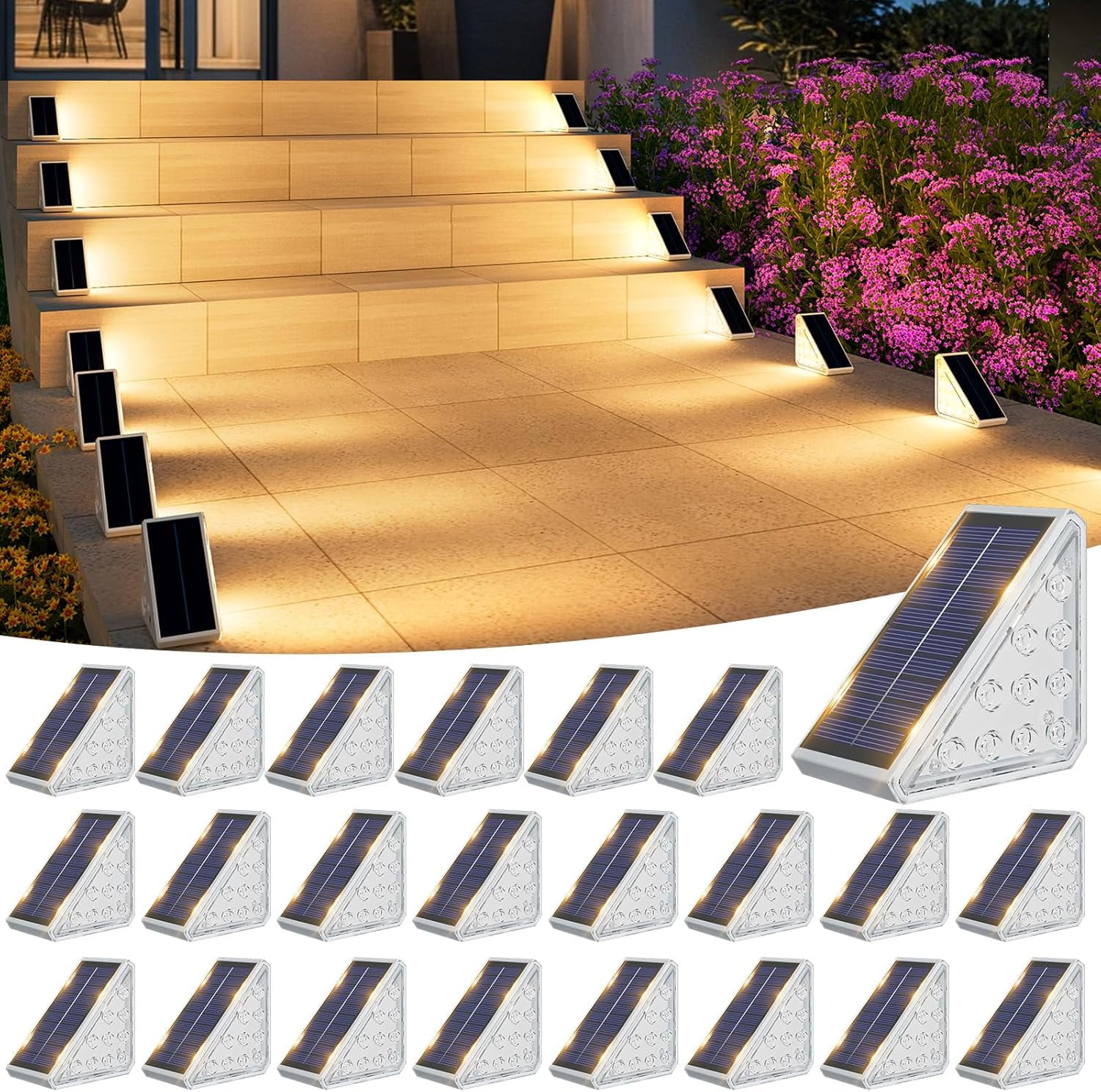 Solar Step Lights for Outside 24 Pack, Solar Stair Lights Outdoor ...