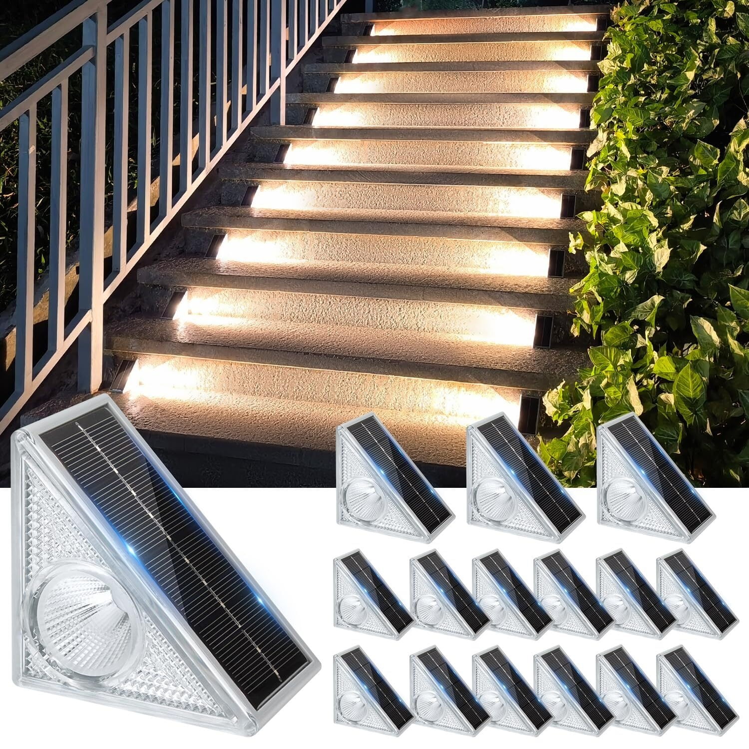 Solar Step Lights for Outside 6 Pack,10 Color Modes Stair Lights ...