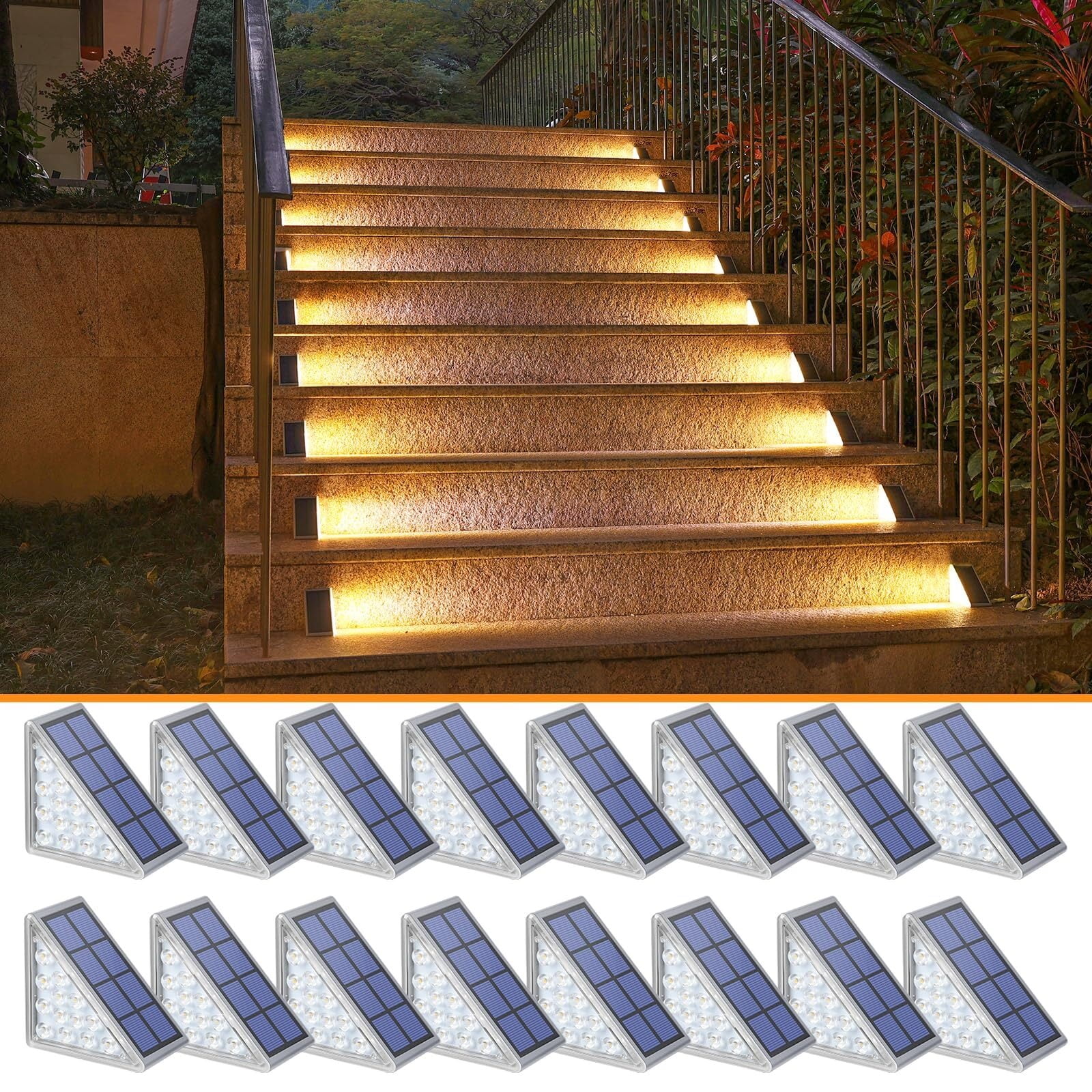 Solar Step Lights for Outside,6 Pack Warm White Solar Stair Lights ...