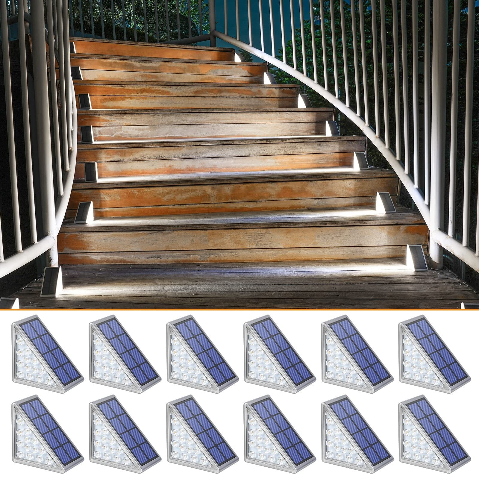 Solar Step Lights for Outside,6 Pack Warm White Solar Stair Lights ...