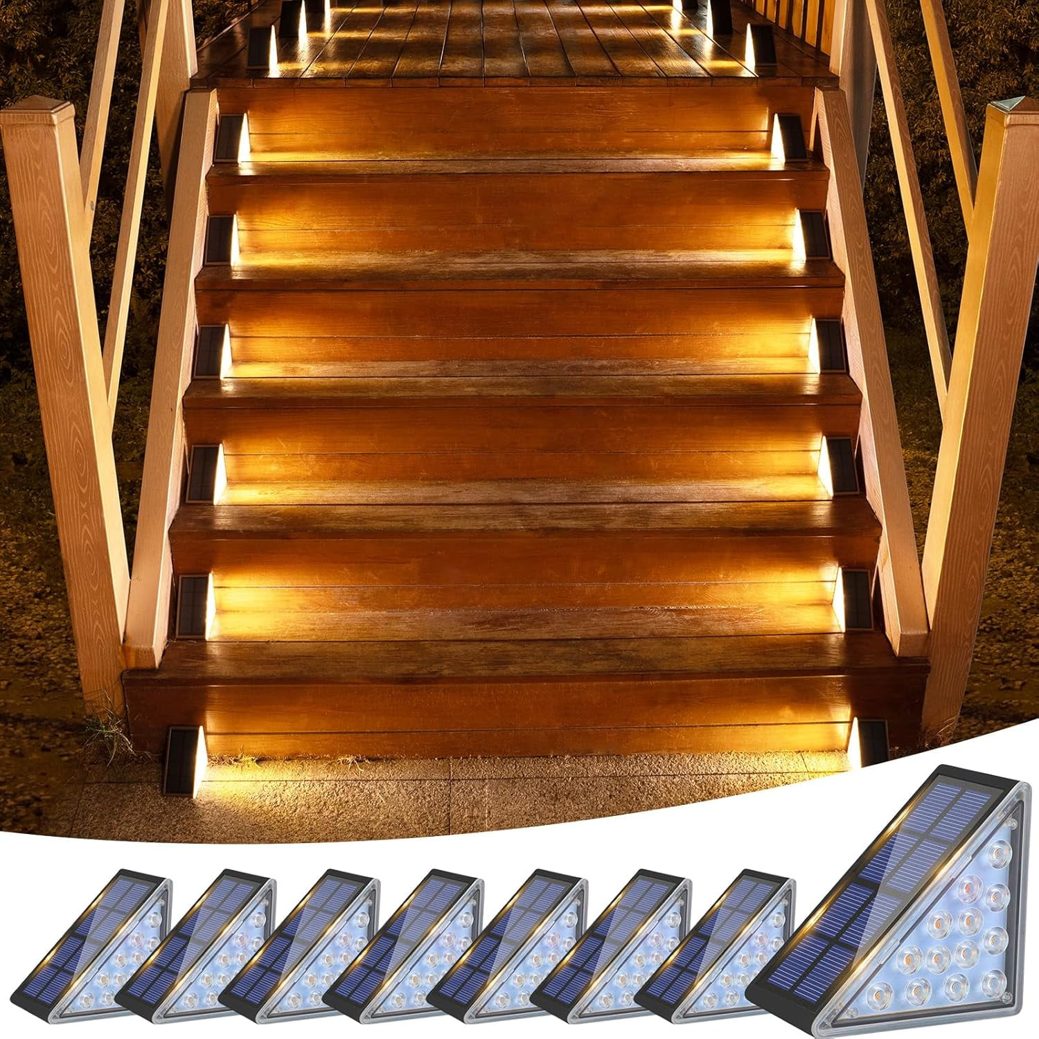Solar Step Lights for Outside, Solar Stair Lights Outdoor Waterproof ...