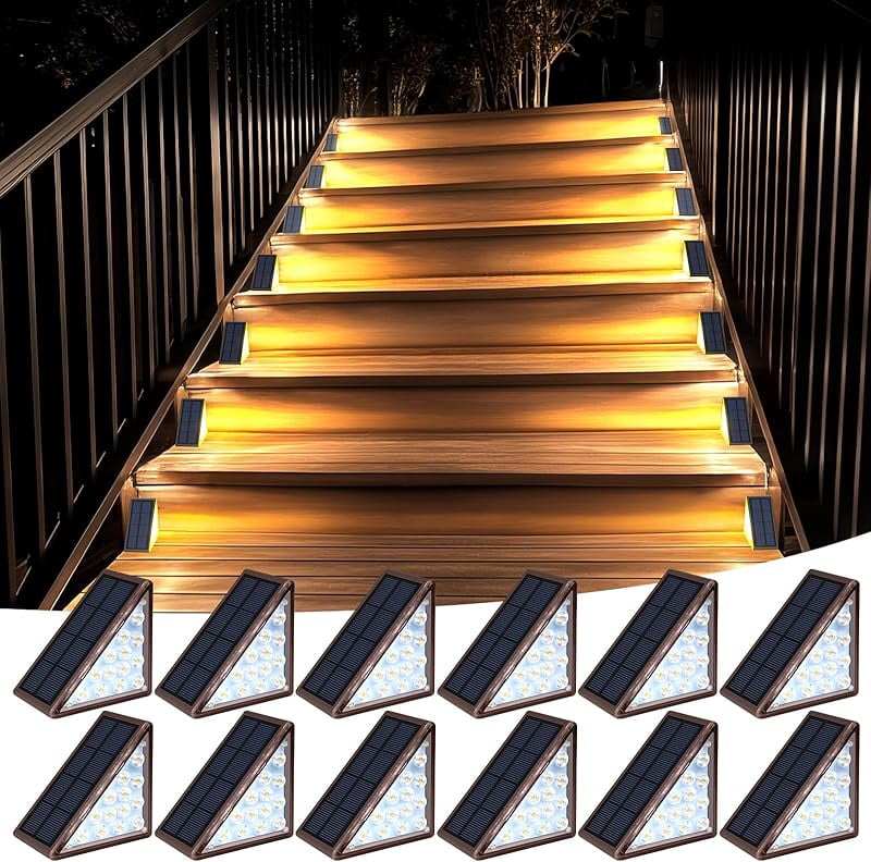 Solar Step Lights for Outside Waterproof IP67, Outdoor Stair Lights 6 ...