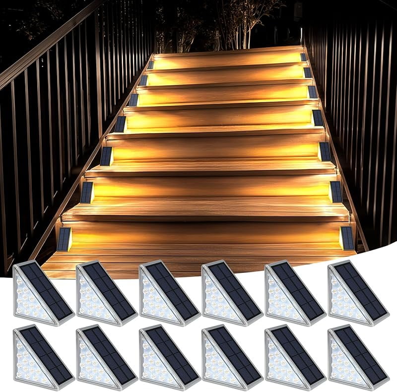 Solar Step Lights for Outside Waterproof IP67, Outdoor Stair Lights 6 ...
