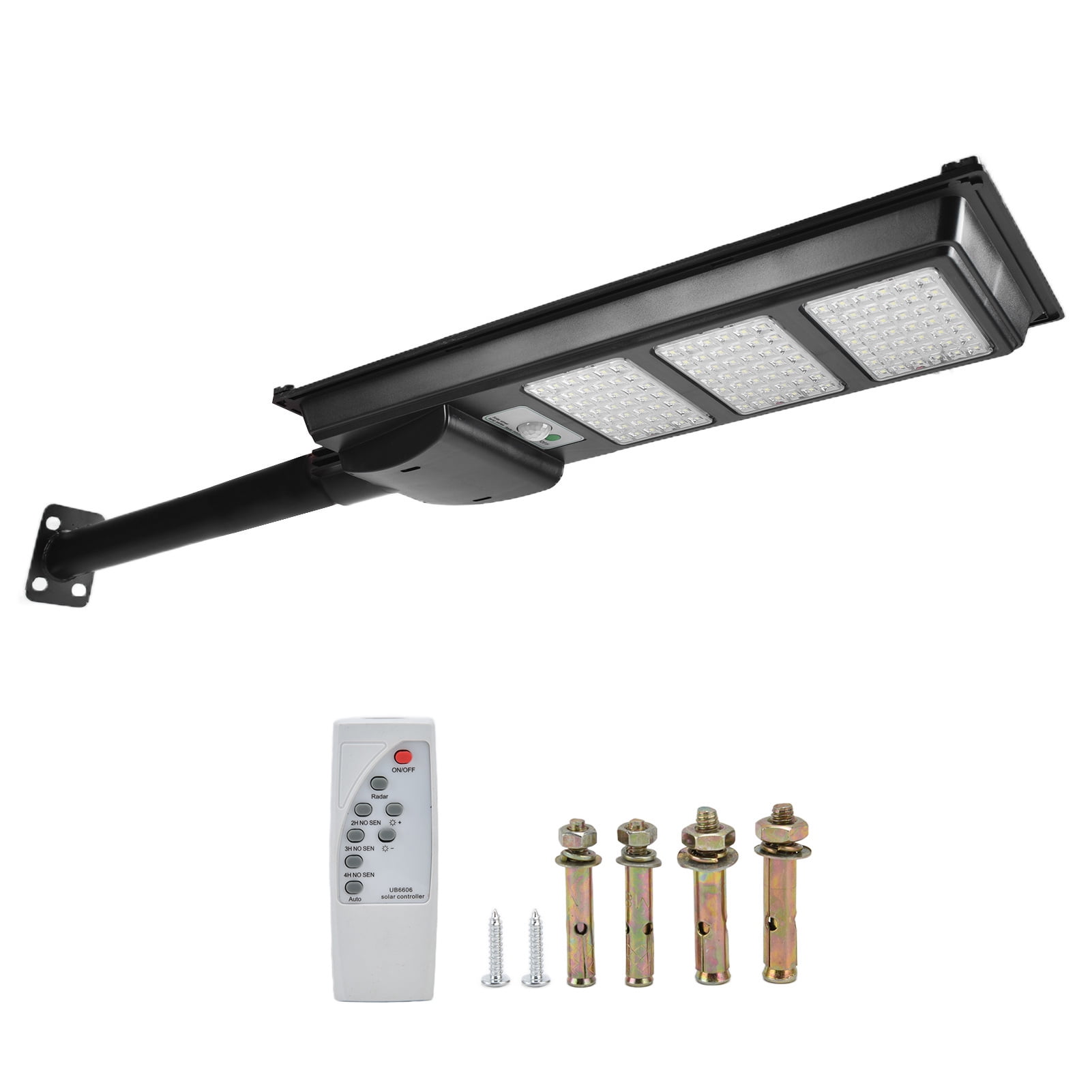 Solar Street Light 200W 126LEDs Remote Control Timing Waterproof Human ...