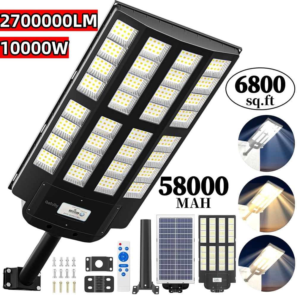 Solar Street Light 10000W, Solar Street Light Dusk to Dawn, IP67 ...