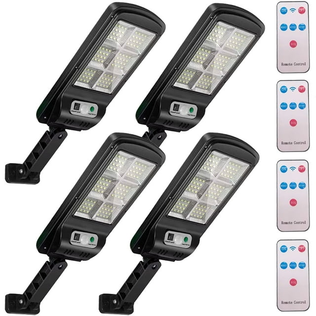 4Pack Solar Street Light, 96 LED, IP65, Motion Sensor, 3 Modes, Remote ...