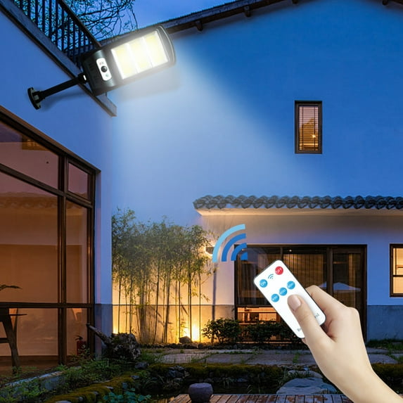 Solar Street Light Outdoor IP65, Motion Sensor LED Floodlight Black ...