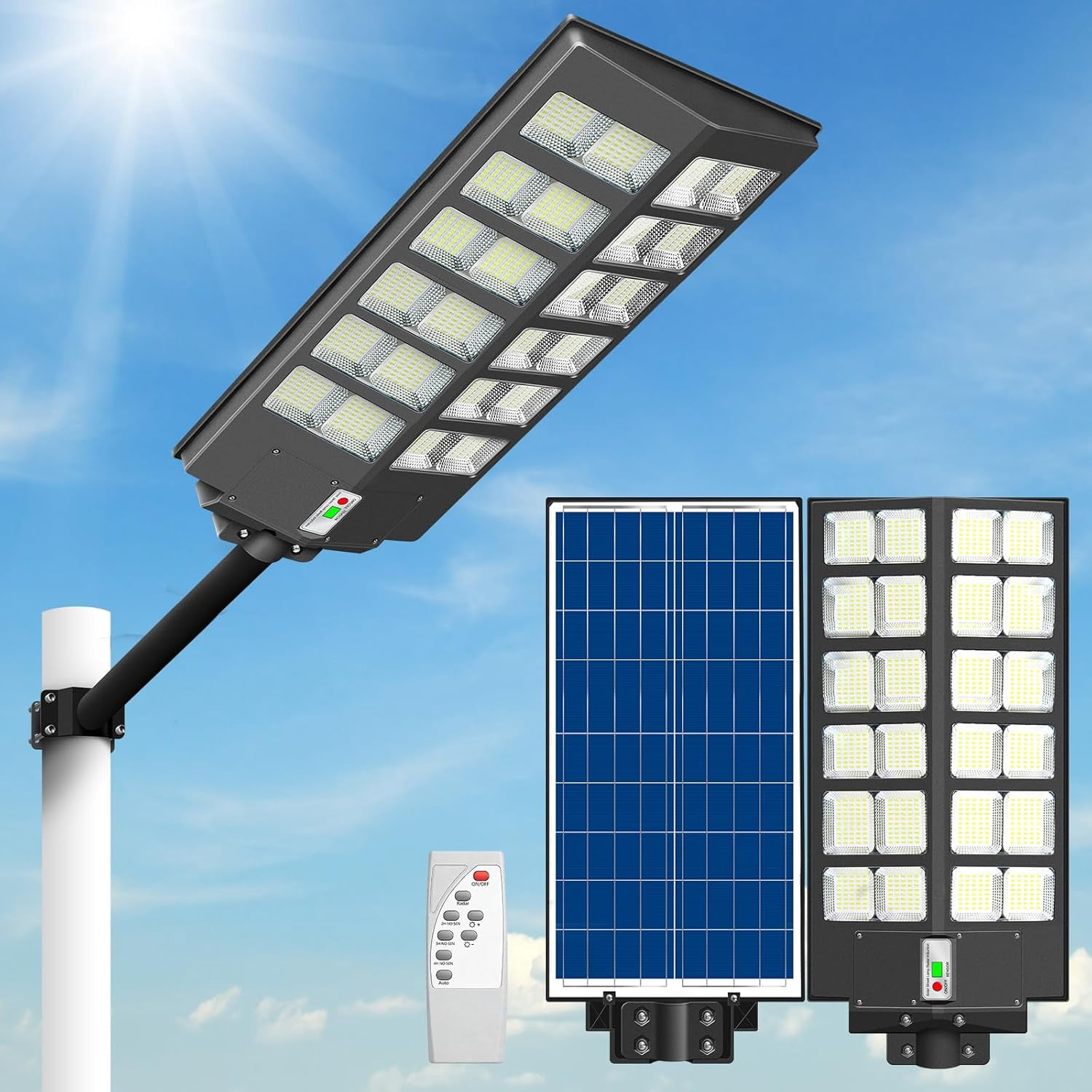 Solar Street Light Outdoor Motion Sensor Flood Light Remote Control ...